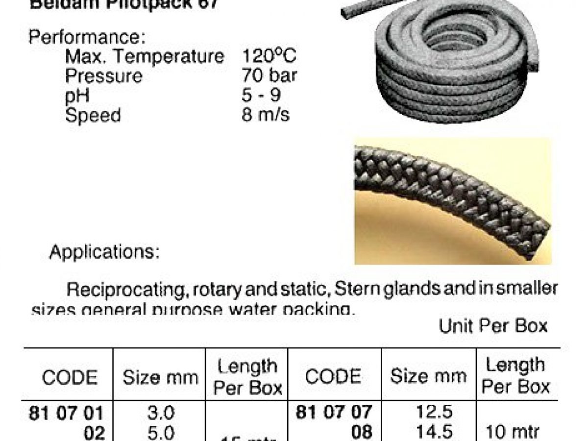 BELDAM PILOTPACK 67 PACKING FOR SEA/FRESH WATER, 3 MM x 15 MTR